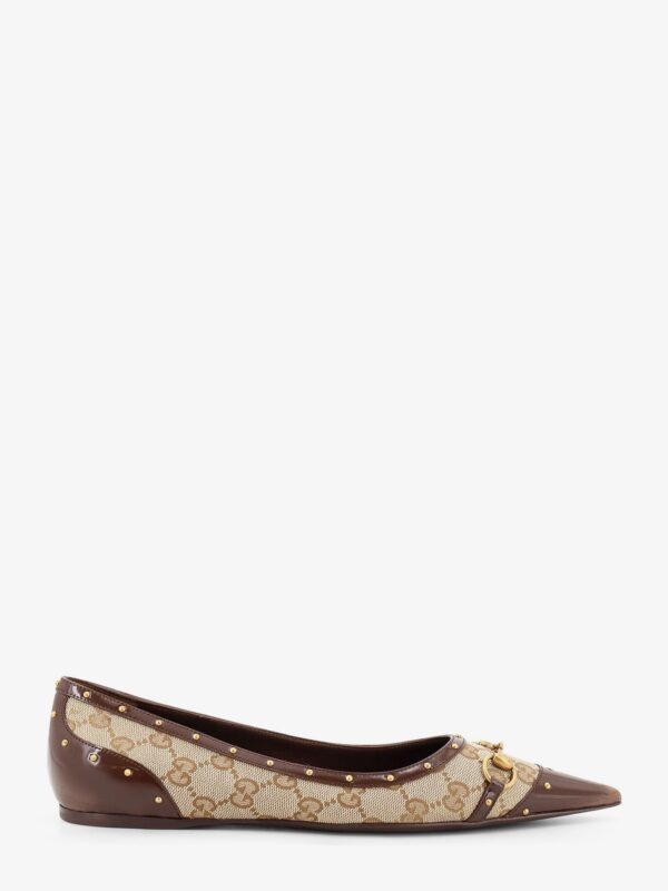 Gucci Savoy Gg Fabric Ballerinas With Stud Detail | THE WISHLINE